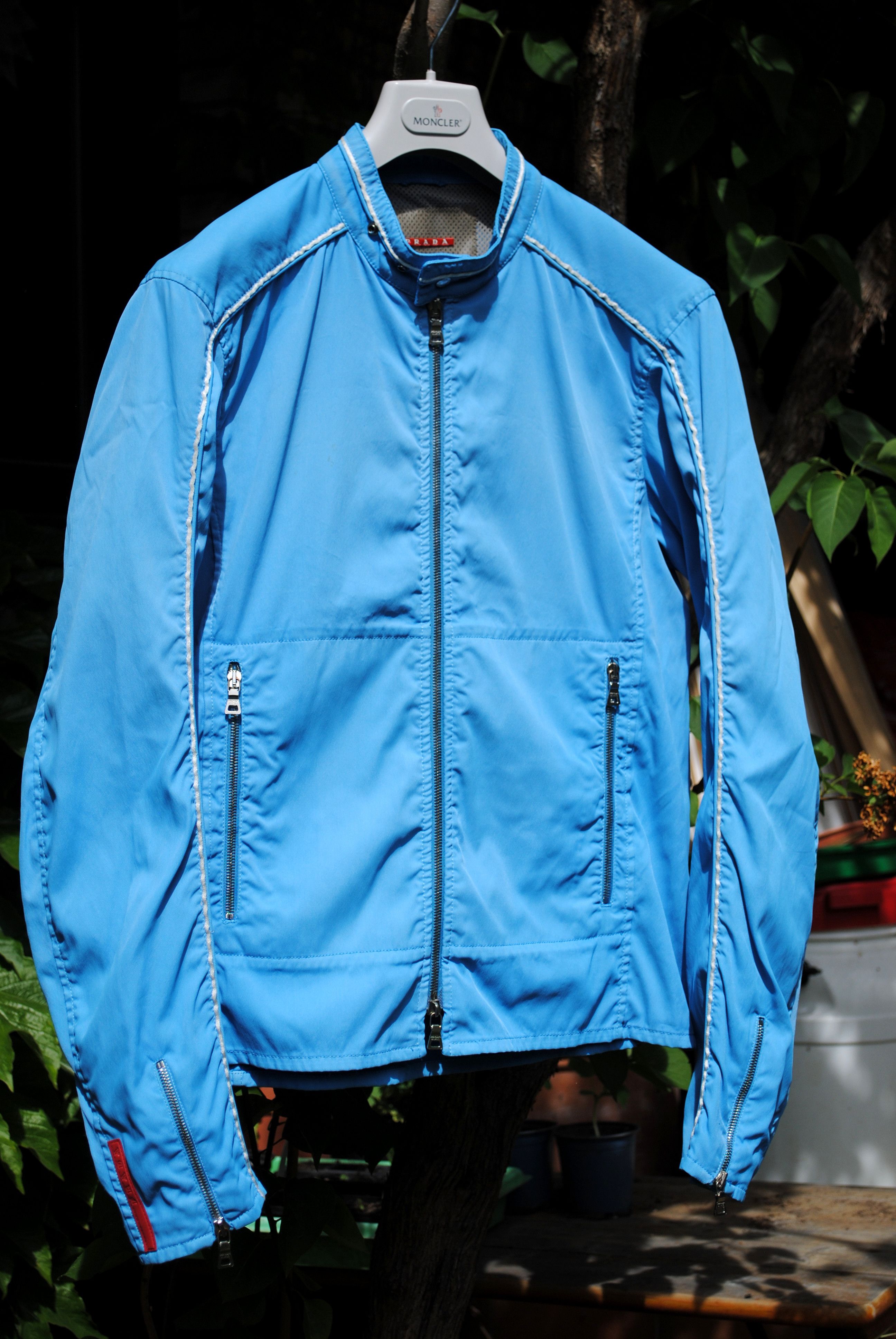 Prada Vintage Linea Rossa Baby Blue Nylon Rider Jacket | Grailed