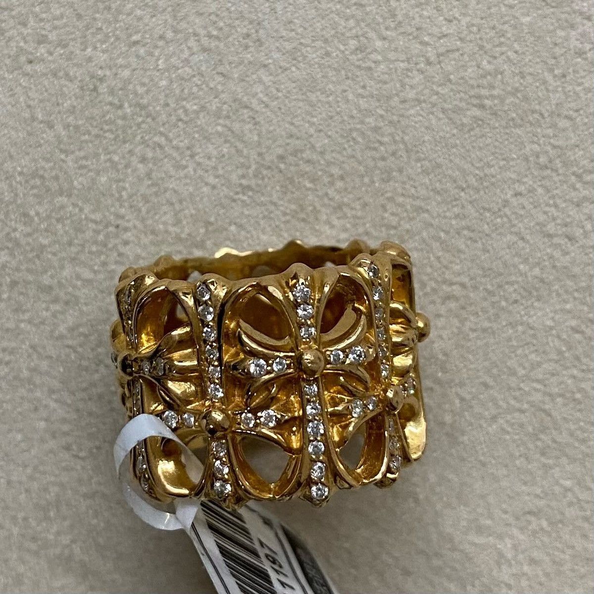 Chrome Hearts Pave Diamond 22k Gold Cemetery Ring | Grailed