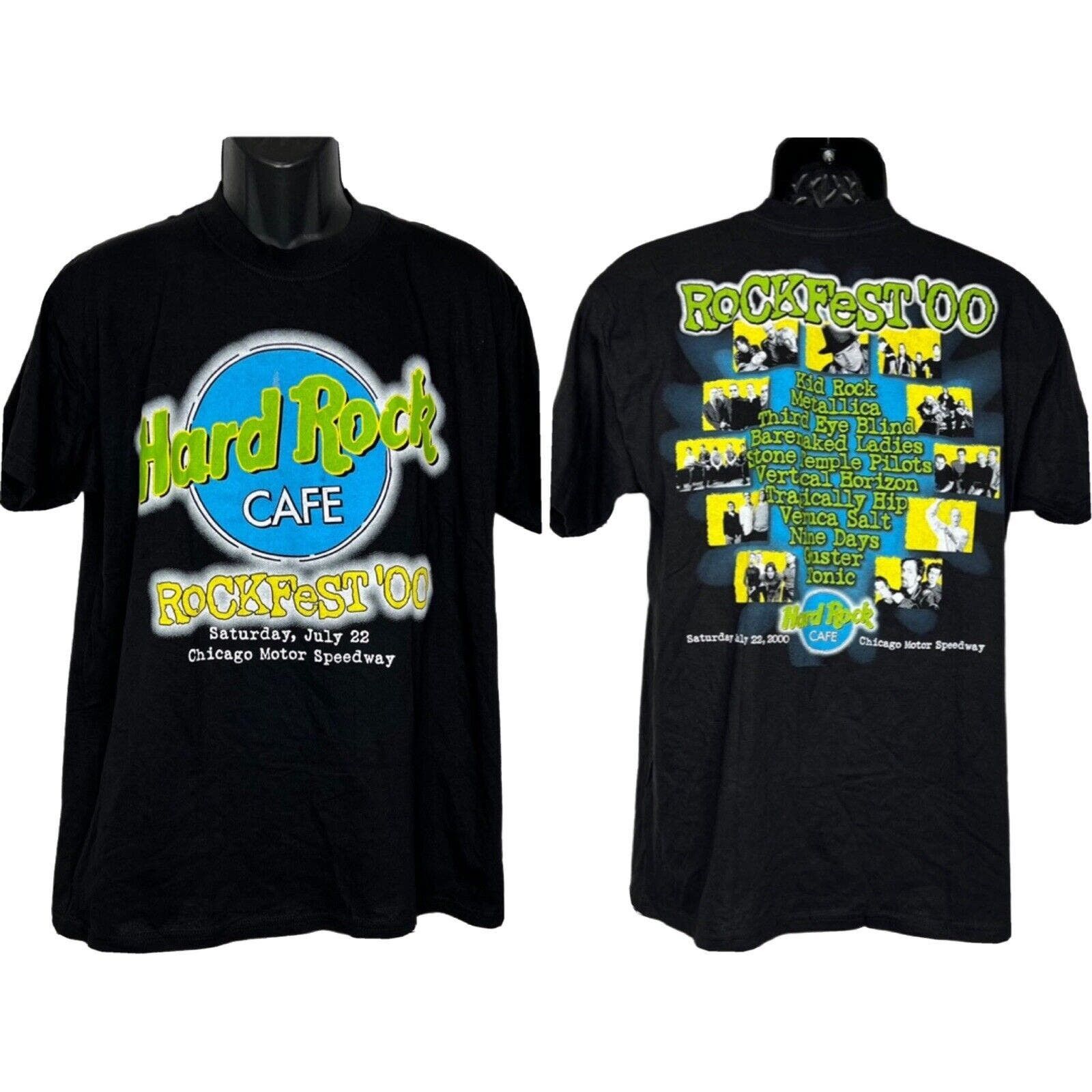 Gildan Hard Rock Cafe Rockfest Chicago Motor Speedway Band Tee XL | Grailed