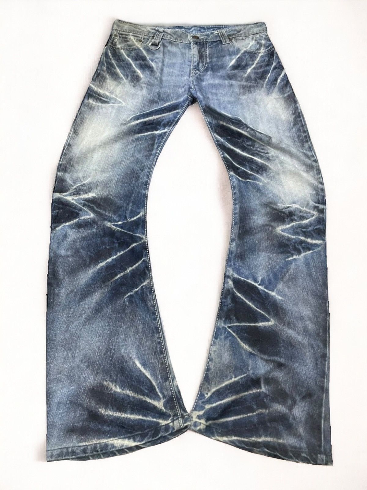 BUFFALO BOBS × JACKROSE × Shellac Buffalo Bobs Claw Mark Oil Spiral Curved Seam Flare Jeans ...