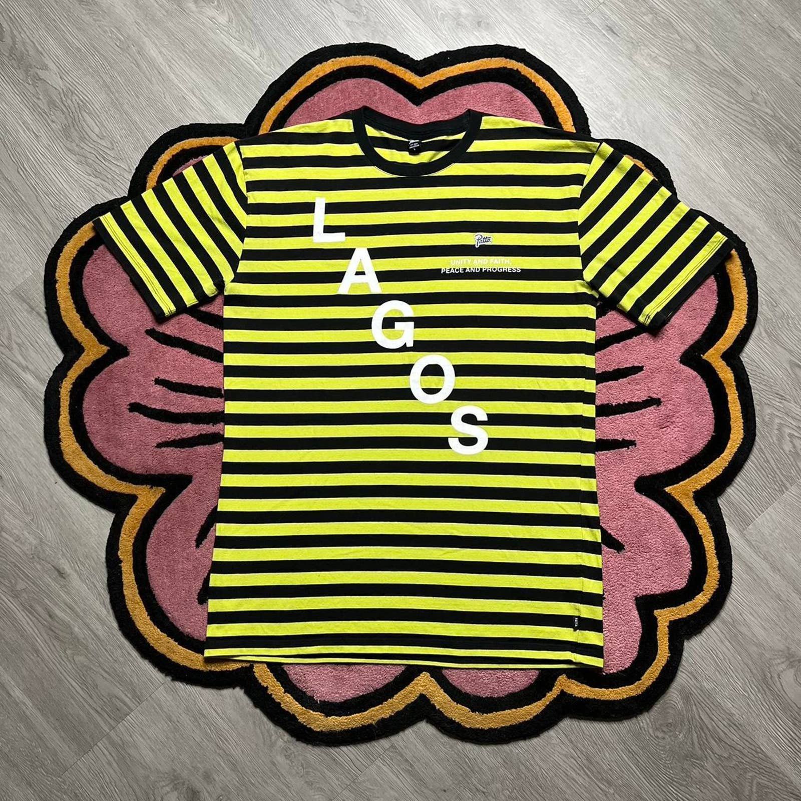 Patta × Streetwear Patta Homecoming Lagos Striped Logo Graphic T-shirt ...