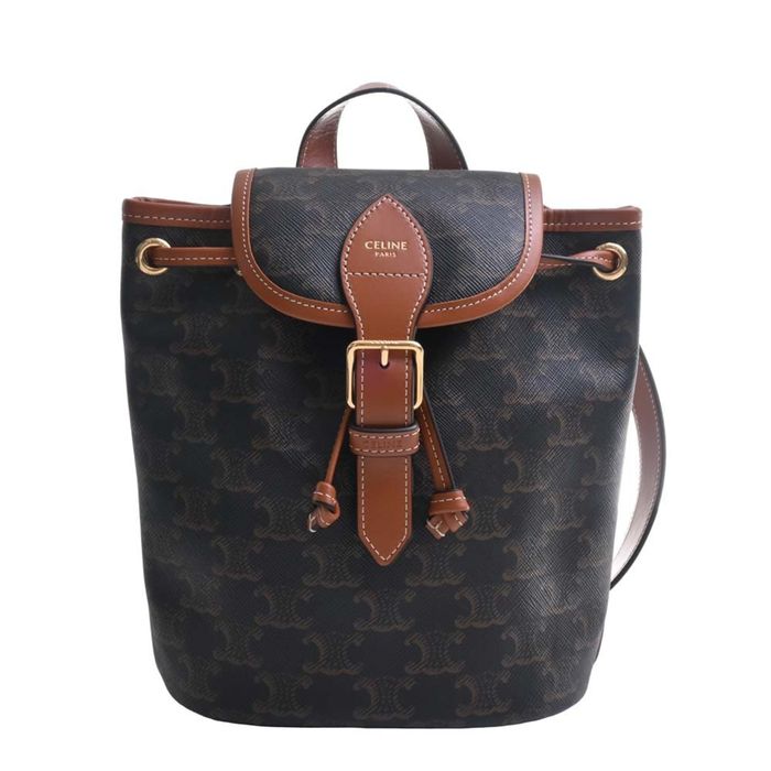 Celine Celine Leather Folco Triomphe Backpack Rucksack Brown Women's ...