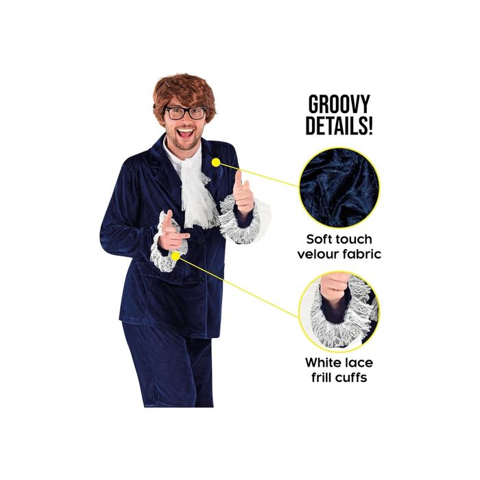Other Austin Powers Groovy 70’s Men’s Costume With Wig and Glasses ...