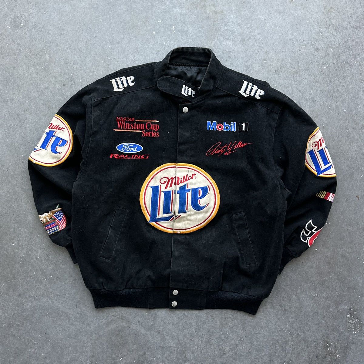 Vintage Crazy Vintage NASCAR Jacket Jeff Hamilton Miller Lite Racing ...