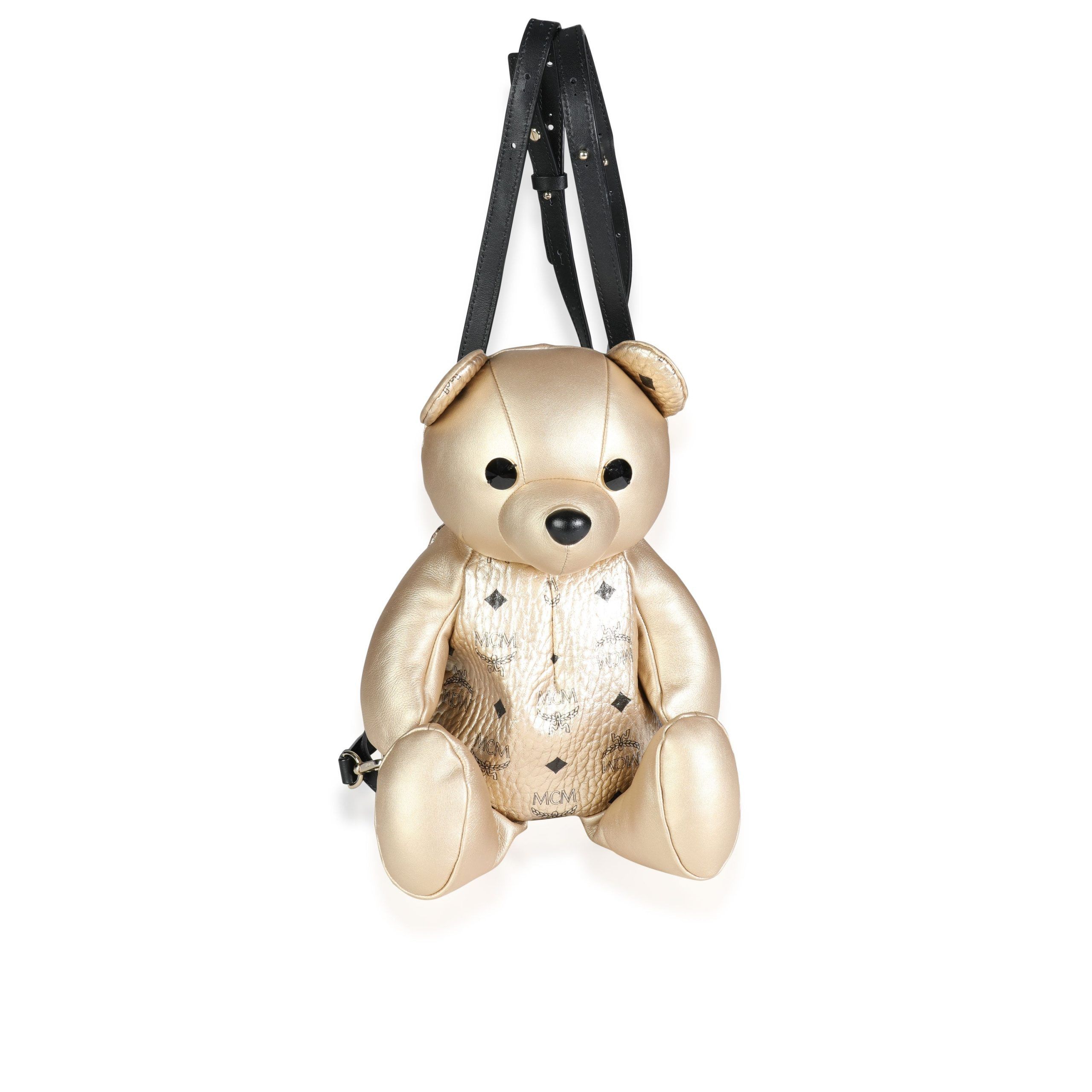 MCM MCM Gold Visetos Calfskin Leather Zoo Bear Doll Backpack | Grailed