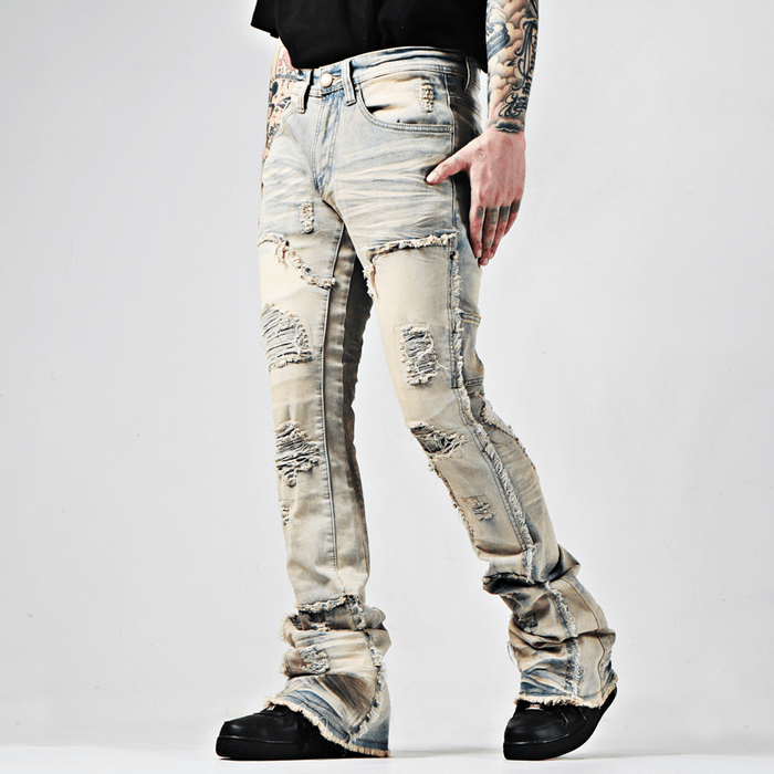 Streetwear Distressed Cargo Stack Denim Jeans | Grailed
