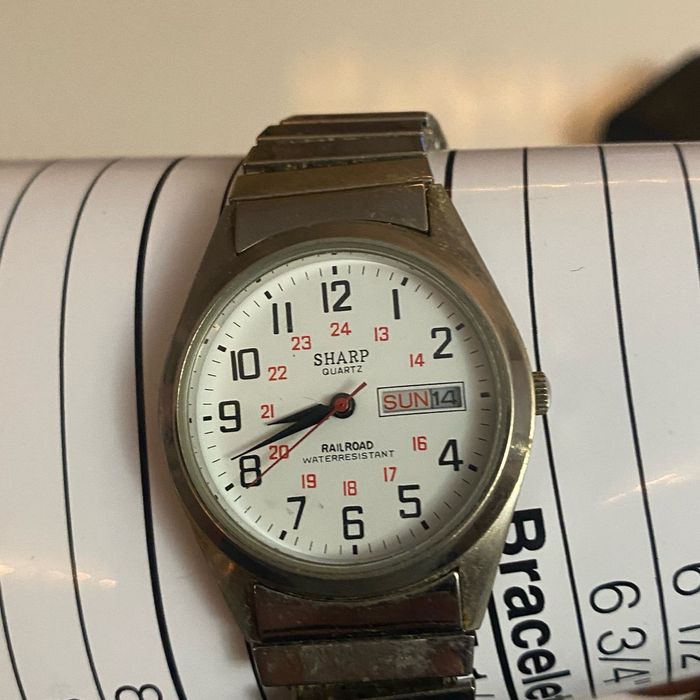 Other Sharp Quartz Day Date Silver Tone Watch Working New Battery | Grailed