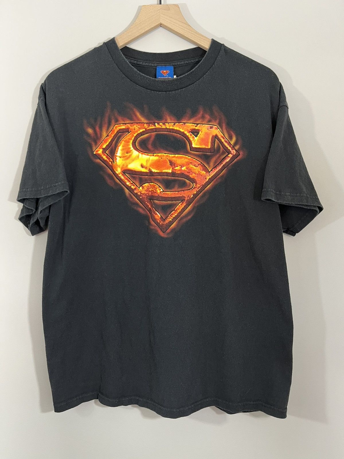 Comics × Vintage Faded Superman Flame Logo Y2K Comic Tee | Grailed