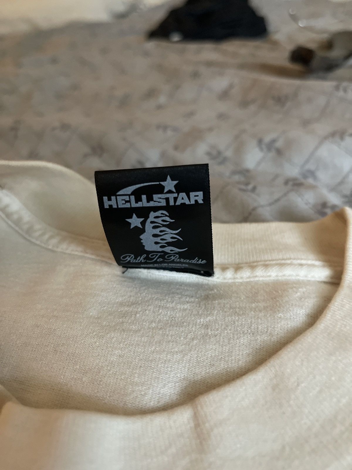 HELLSTAR Hellstar Studios Yoga Short Sleeve Tee Shirt Cream | Grailed