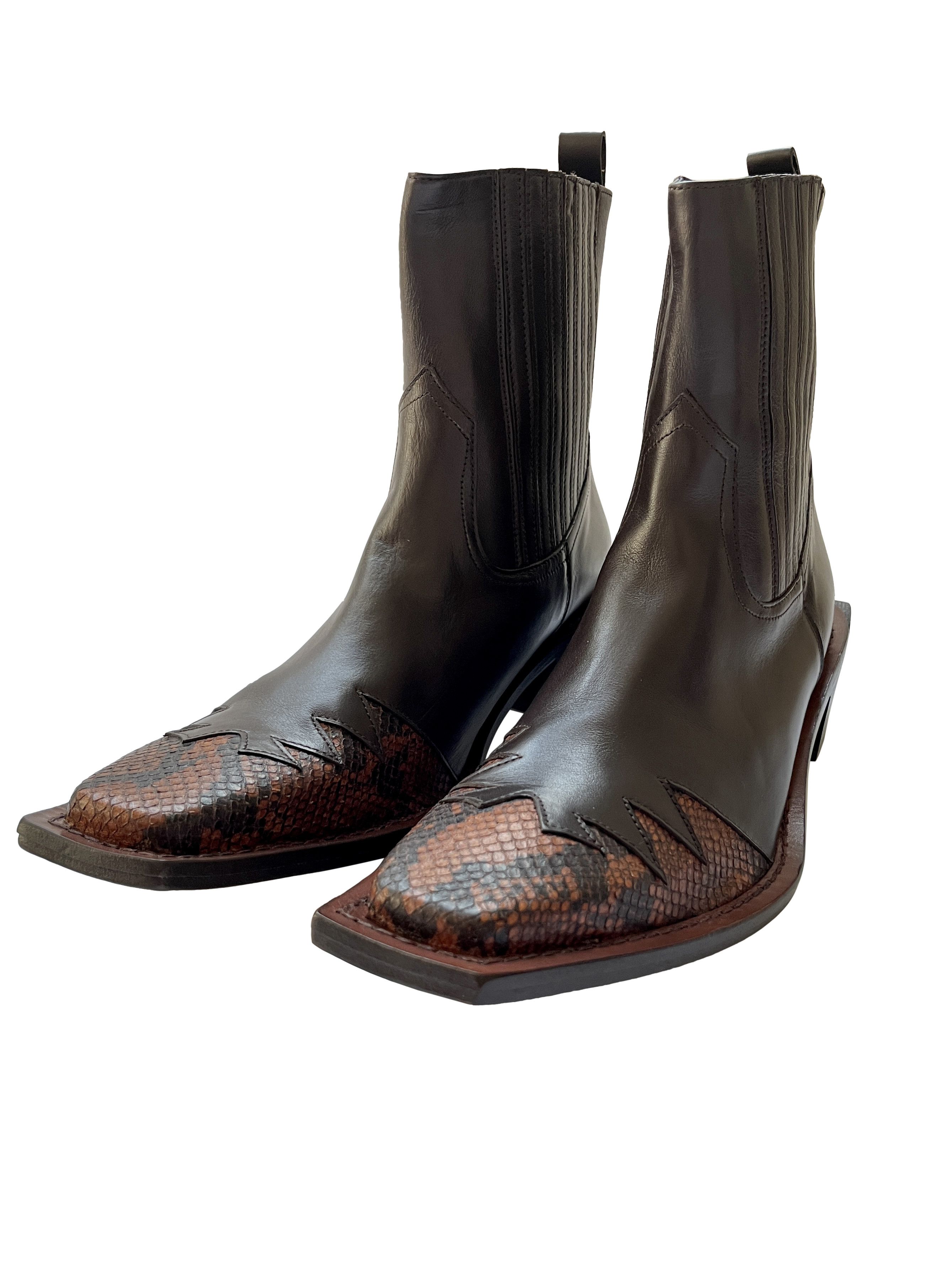 Martine Rose Martine Rose Brown Snake Angular-Sole Boots | Grailed