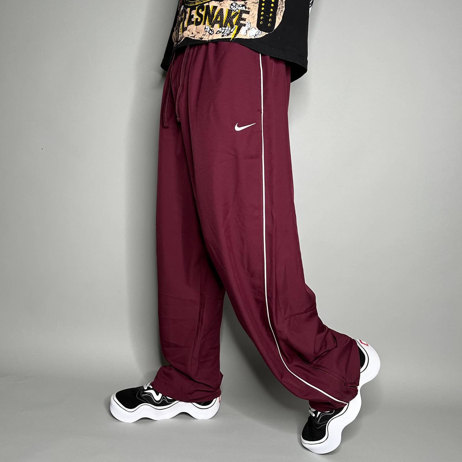 Nike × Nike ACG × Vintage Nike Track Pants Maroon Red Polyester White ...