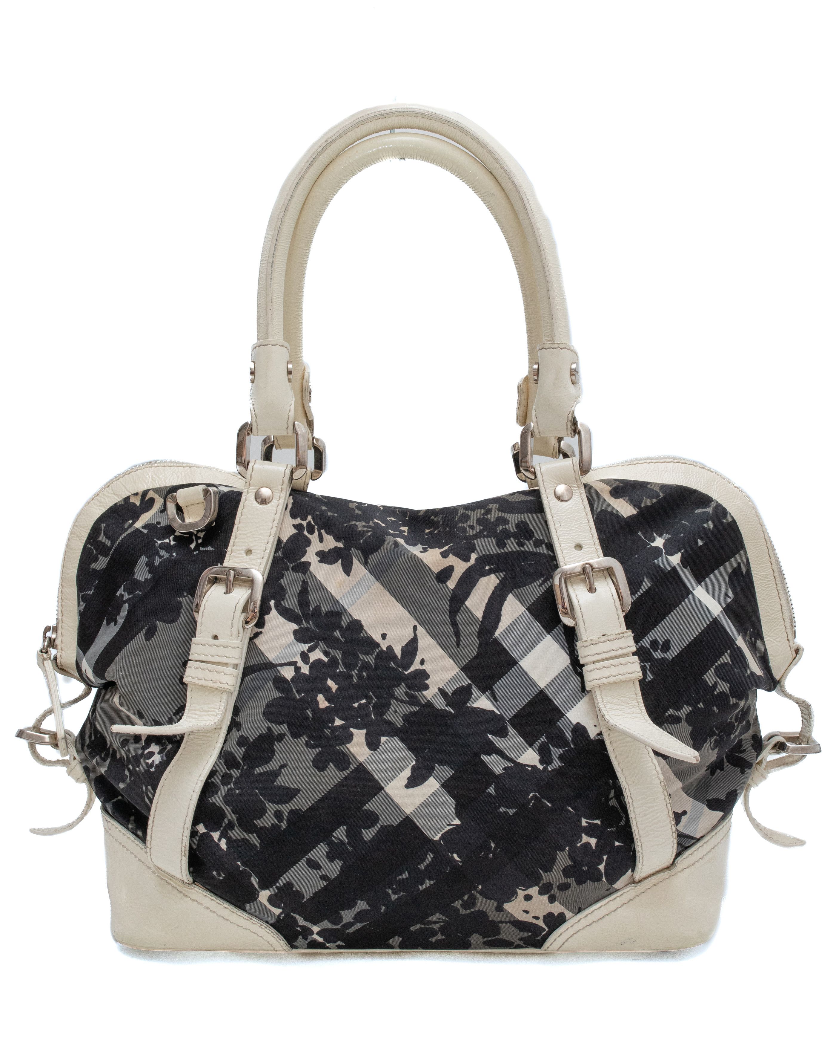Burberry BURBERRY Black Nylon Beatcheck Floral Florence Bag | Grailed