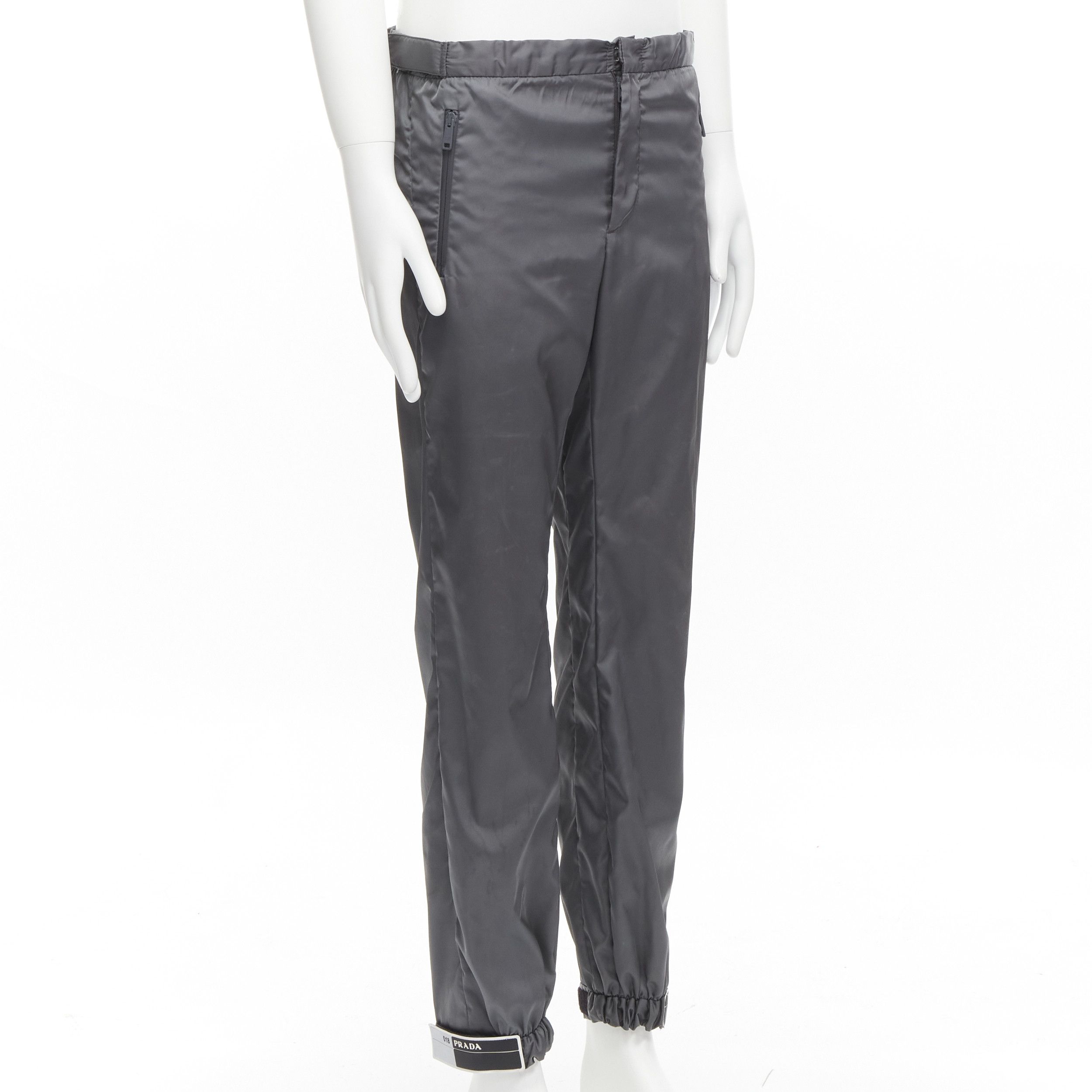 Prada PRADA 2018 logo rubber tab grey gabardine nylon technical jogger ...