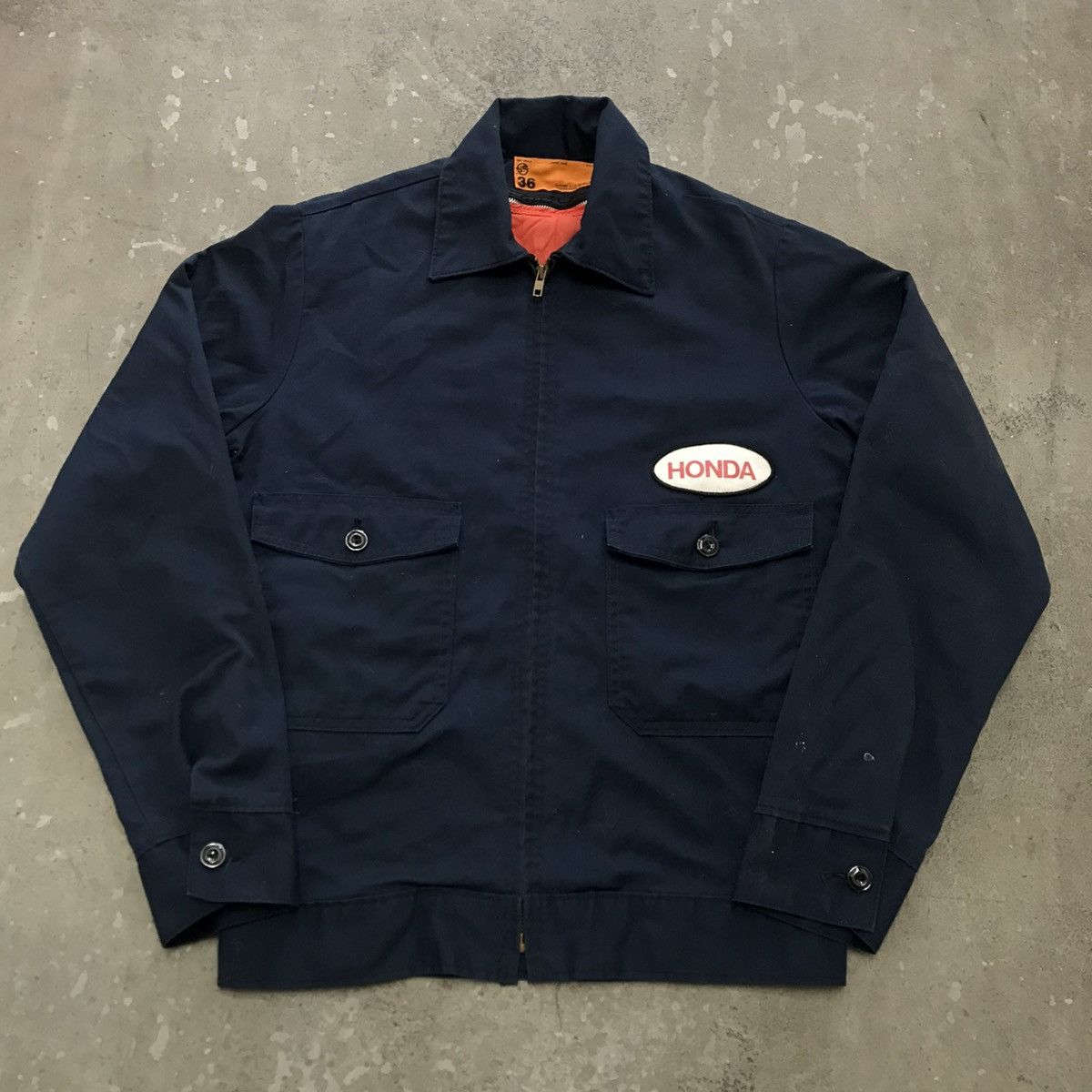 Honda × Racing × Vintage Vintage 1980s Honda Mechanic Jacket Navy Blue ...