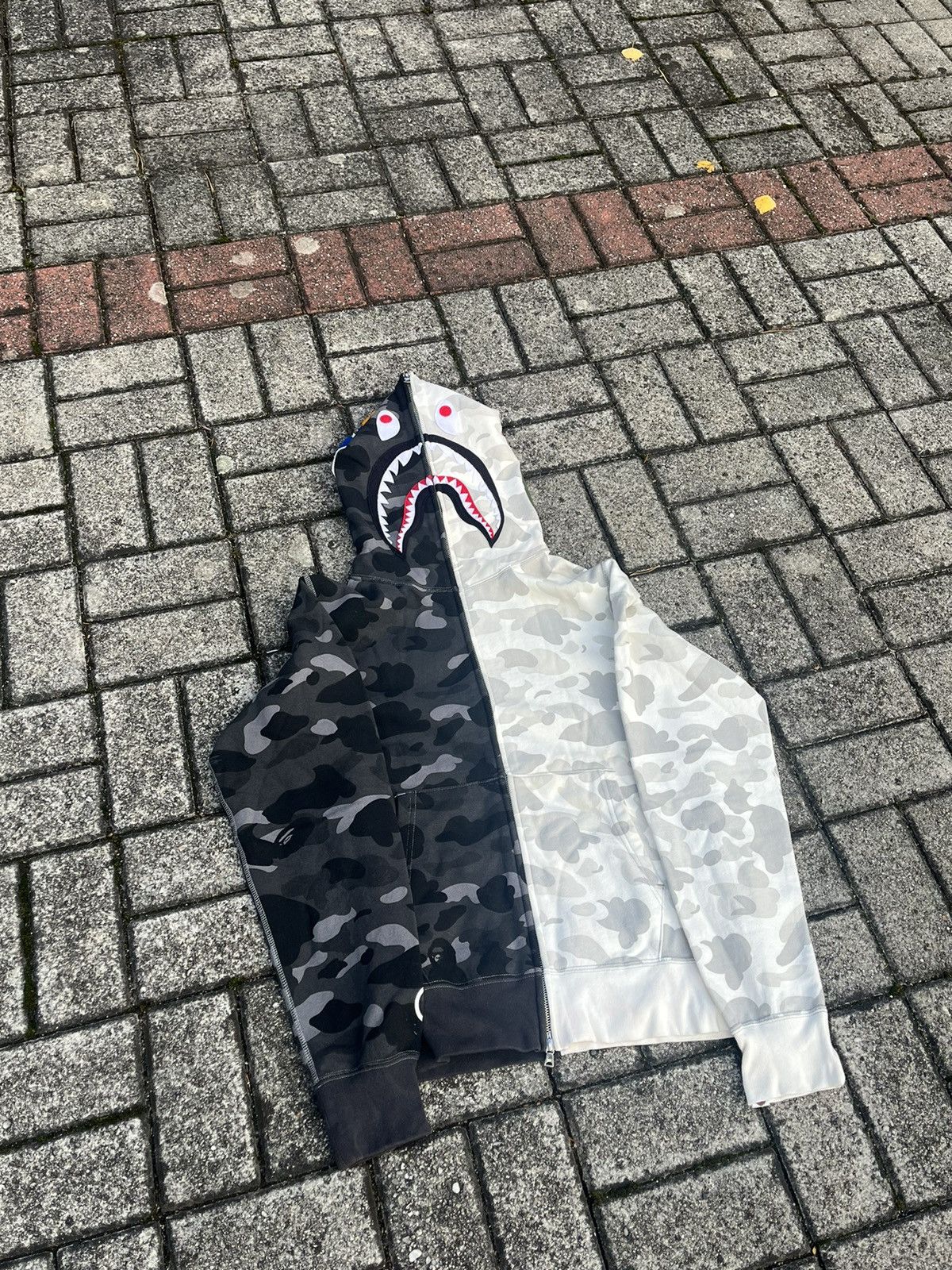 Bape Bape split Camo Shark Full Zip Hoodie | Grailed