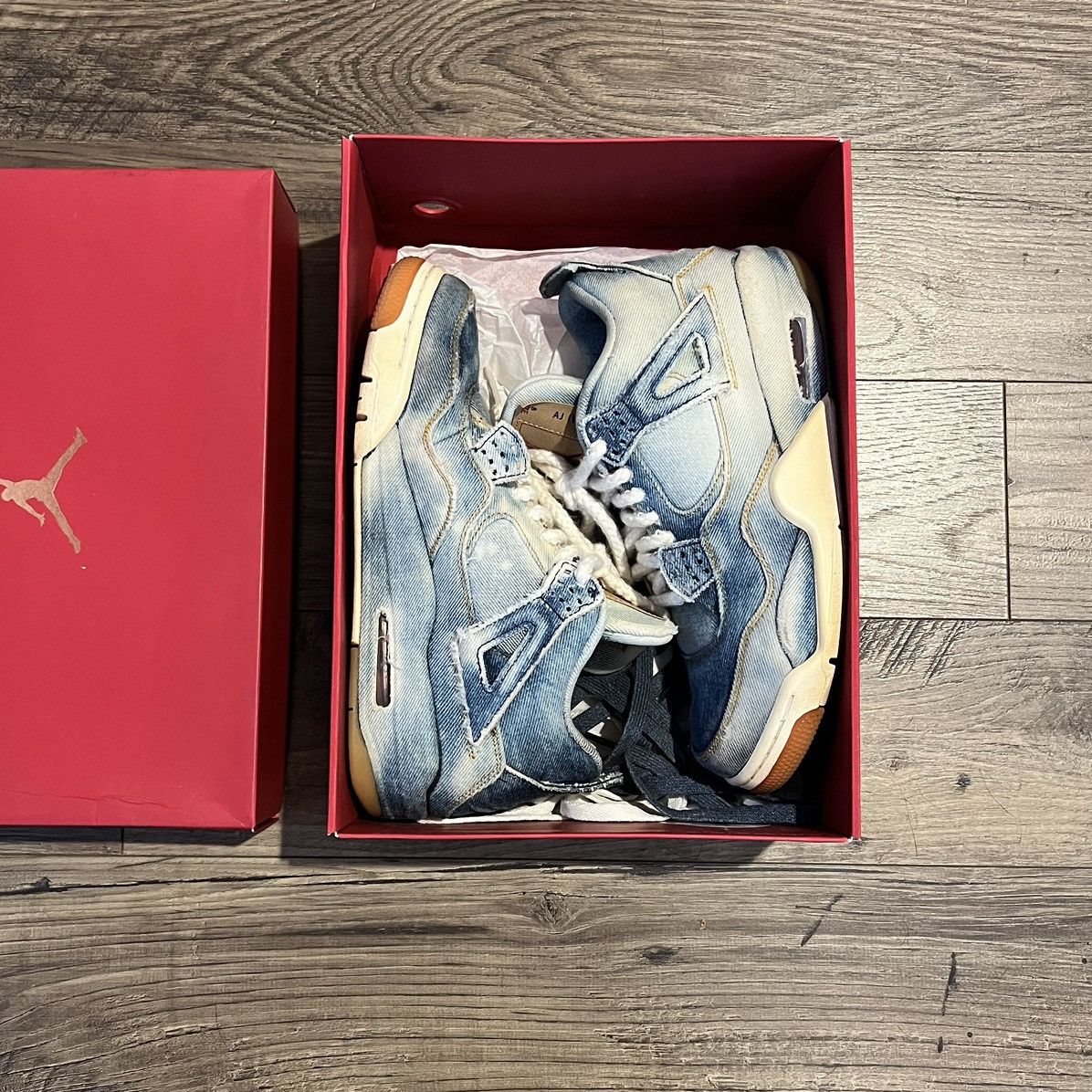 Jordan Brand × Levi's Nike Air Jordan 4 Levi’s Denim Custom Dyed Size 8 ...