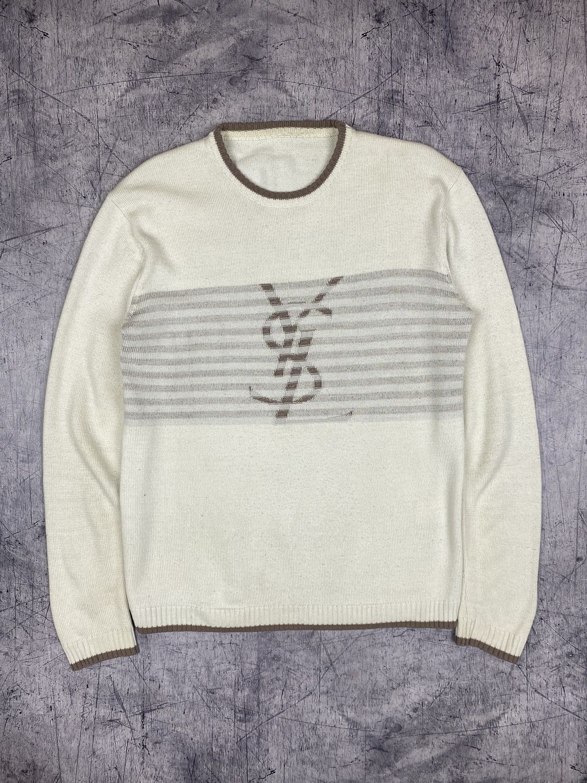 Vintage Vintage YSL Saint Laurent Big Logo Knitted Sweater | Grailed