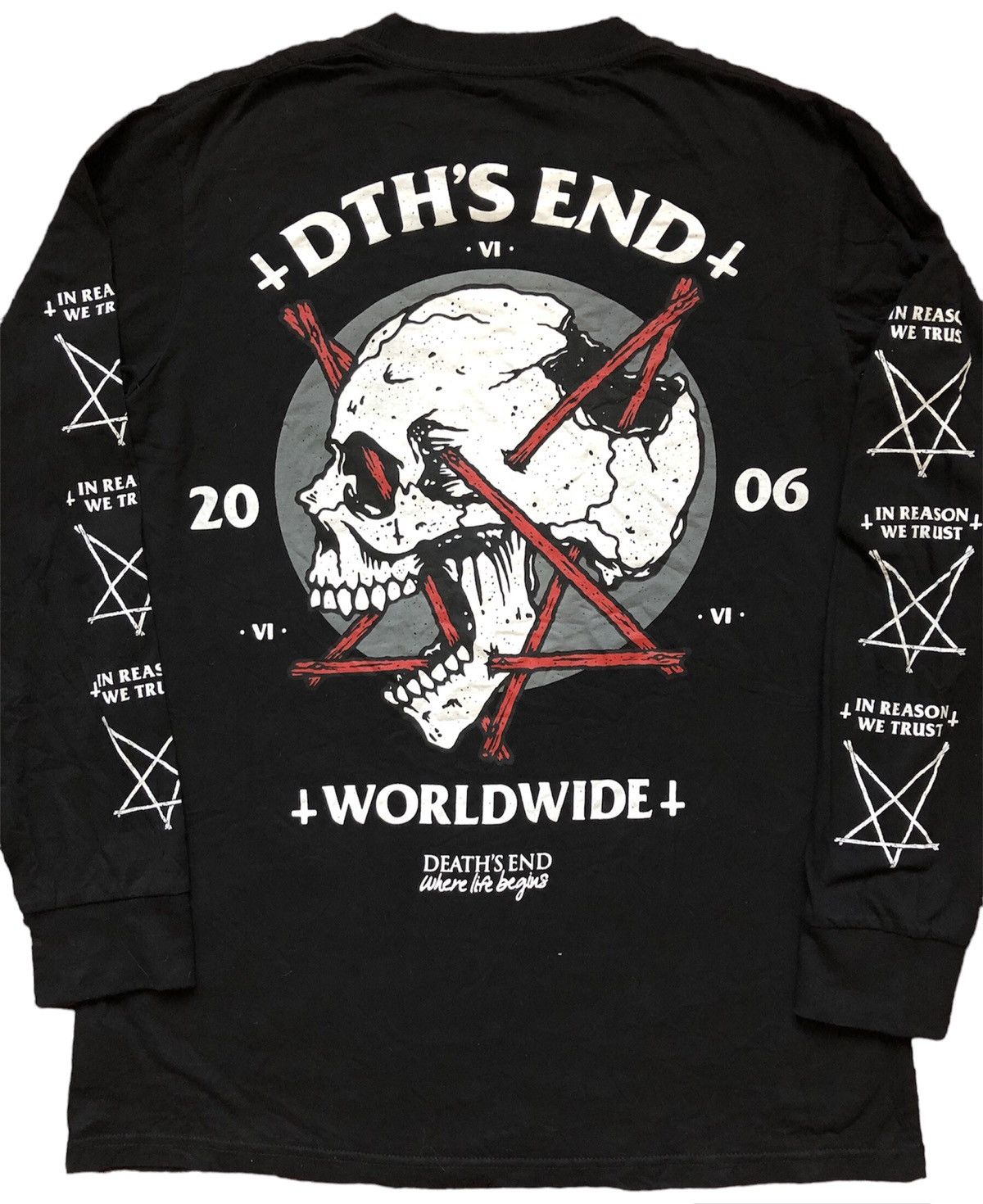 Death Club × Pentagram × Skulls Death end worldwide long sleeve ...