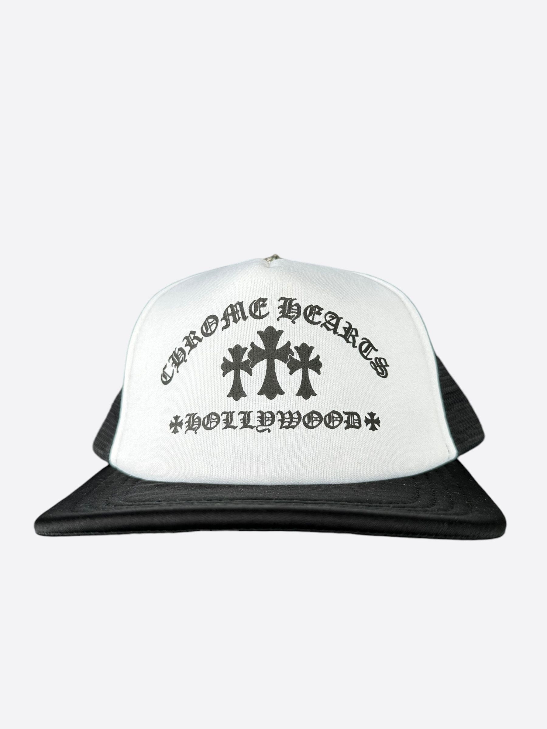 Chrome Hearts Chrome Hearts Black & White Triple Cross Trucker Hat ...