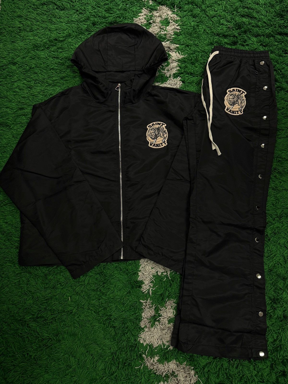 Saint Vanity Saint vanity black nylon track set Jacket + pants | Grailed