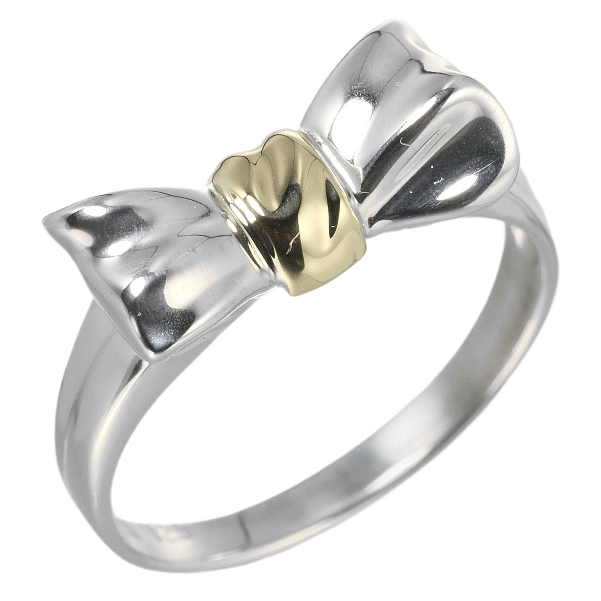 Tiffany & Co. Tiffany Ribbon No. 12.5 Ring Vintage Silver 925 K18 Gold ...