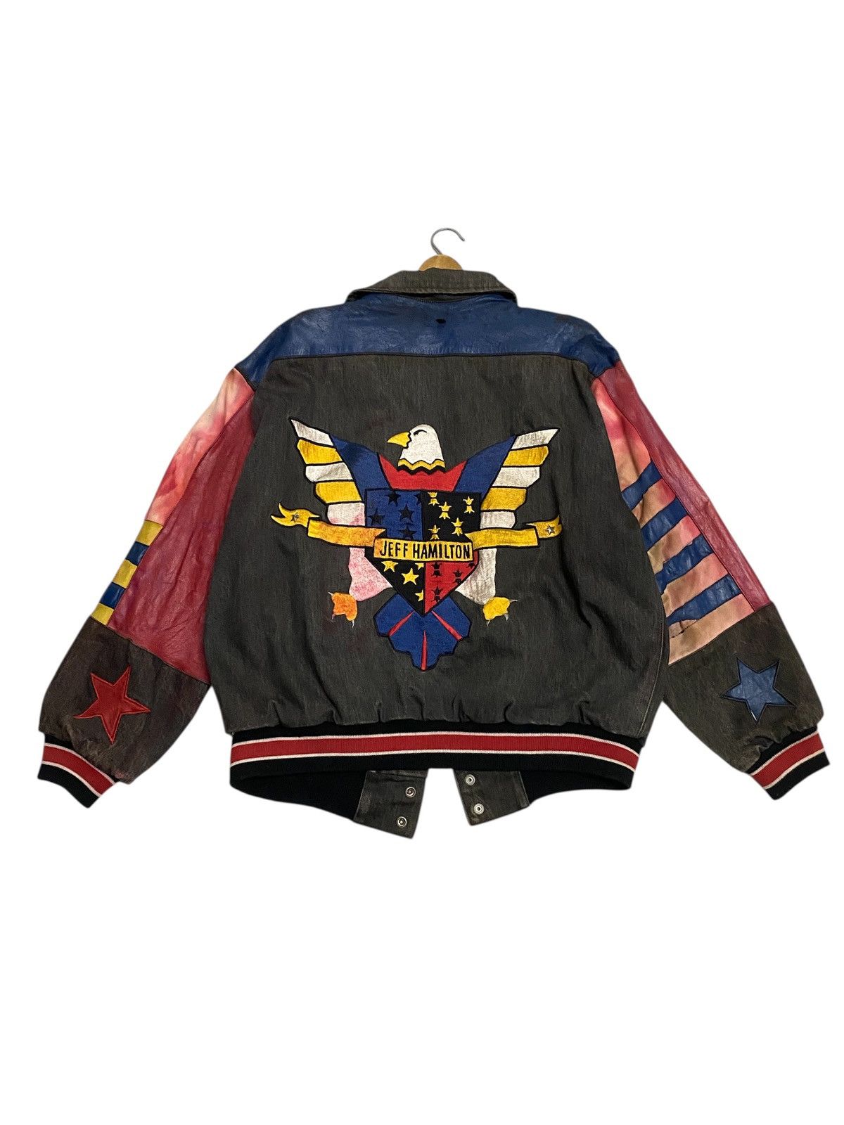 Jeff Hamilton × Vintage Vintage Jeff Hamilton Distress Varsity Jacket ...