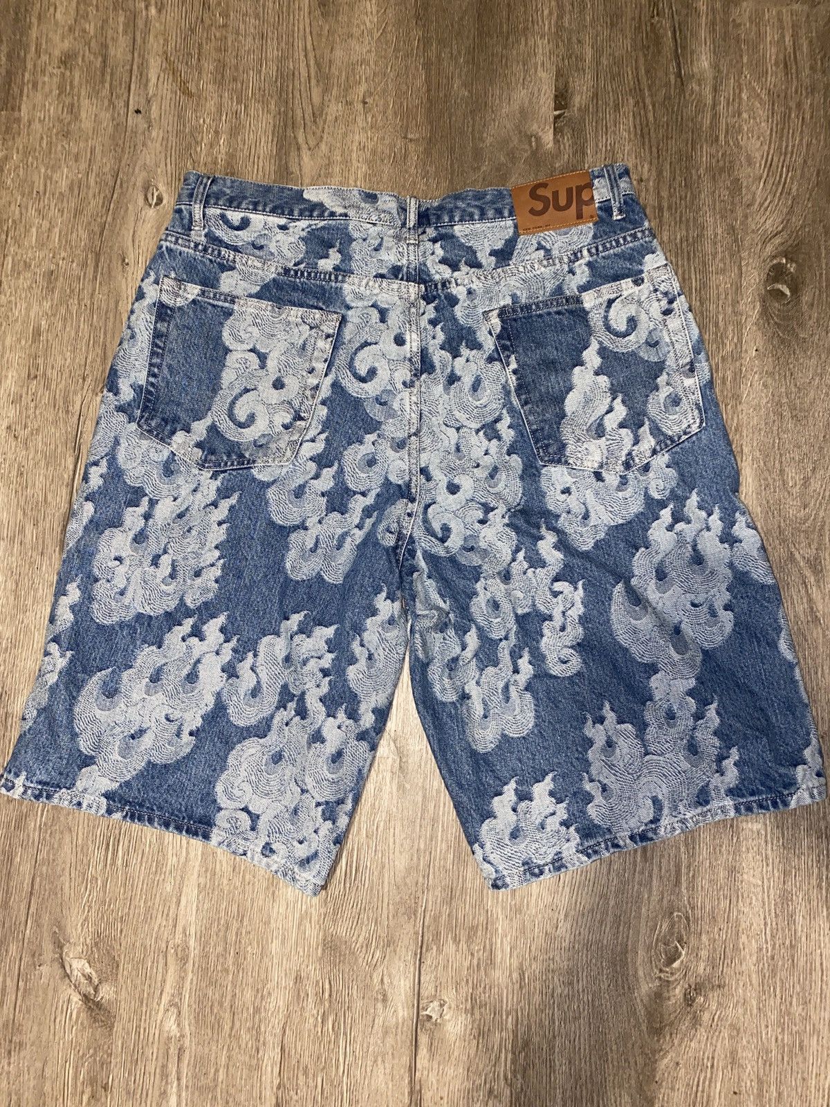 Supreme Flames Jacquard Baggy Denim Shorts | Grailed