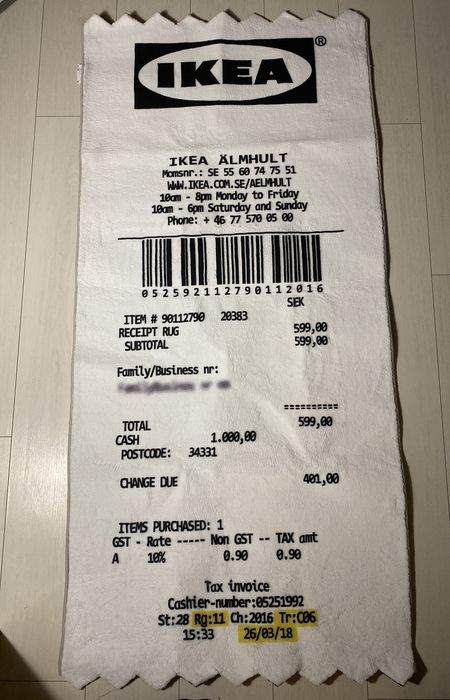 Ikea Virgil Abloh x Ikea Receipt Rug | Grailed