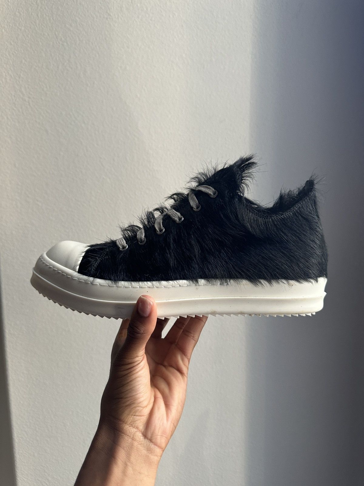 Rick Owens Fur low top Ramones calf hair | Grailed
