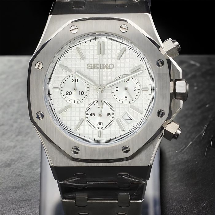 Seiko Seiko Mod Royal Oak Chronograph Watch Stainless Steel | Grailed