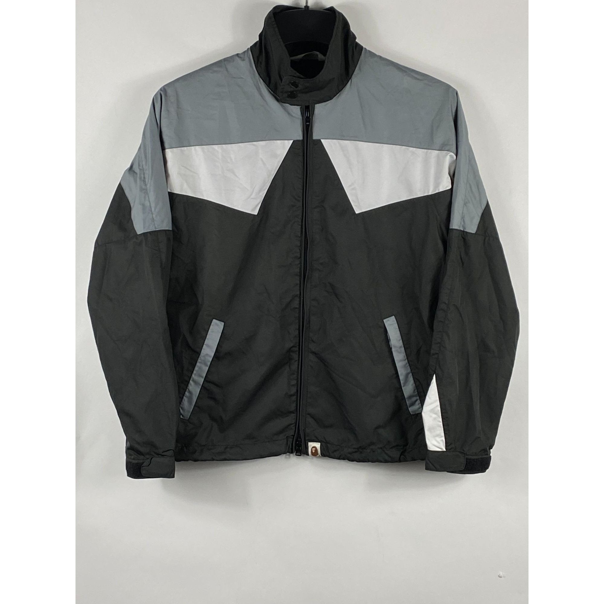 Bape A Bathing Ape Mesh Lined Full Zip Windbreaker Jacket Black/G | Grailed