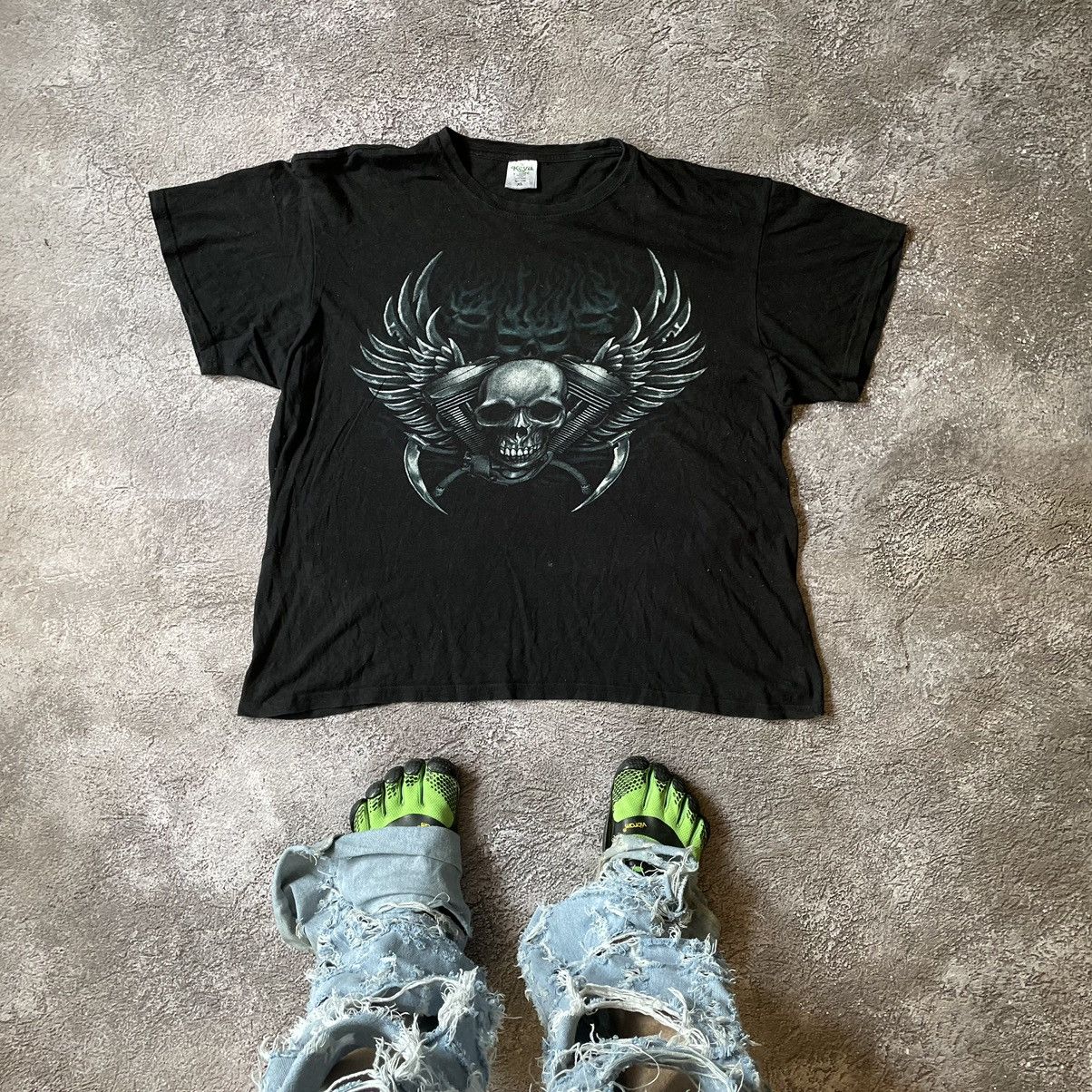 Band Tees × Vintage Vintage Y2K BONES ABSTRACT CREEPY FACE ANGRY HORROR ...