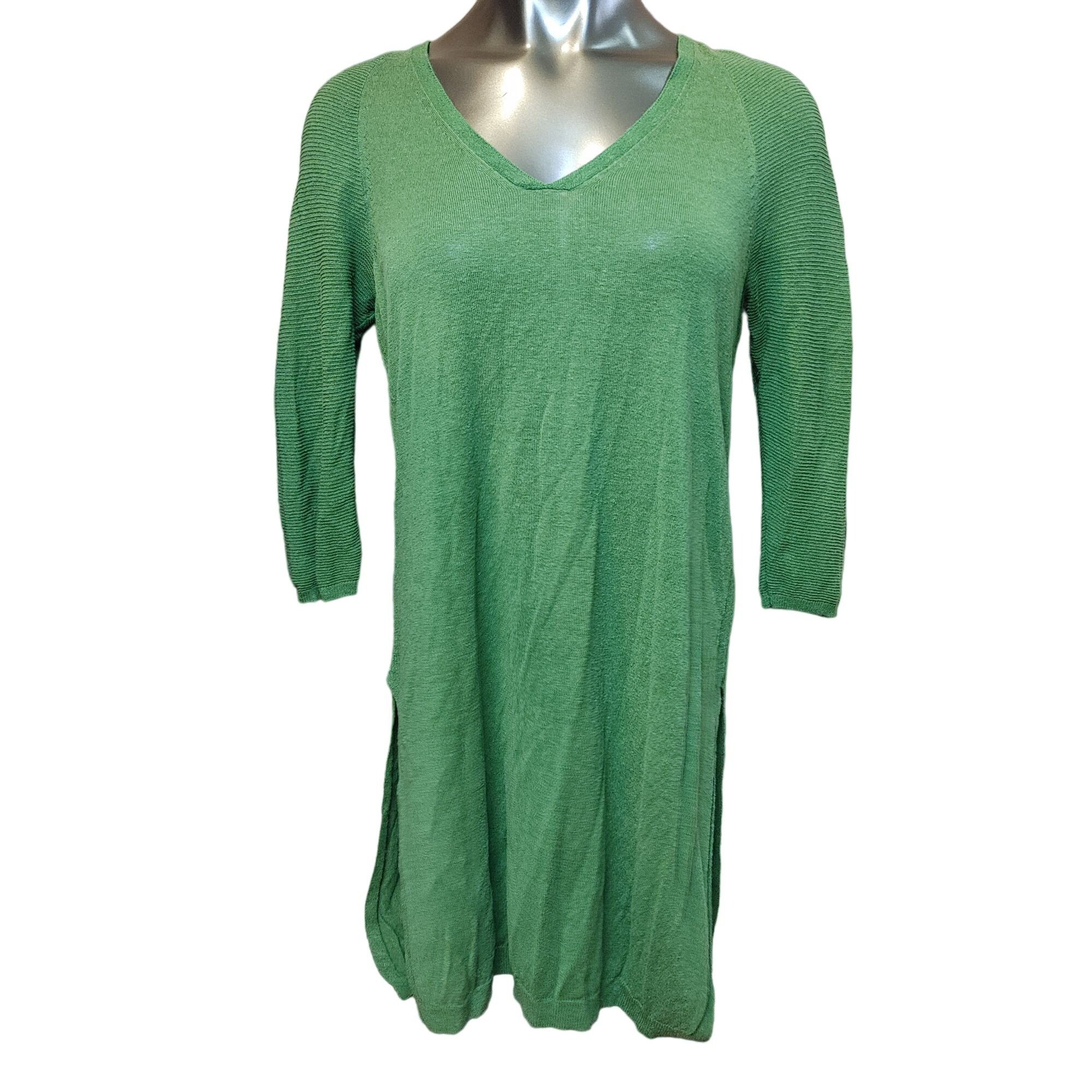 Other J.Jill Petite Women's Green 3/4 Sleeve Knit Side Slit Dress | Grailed