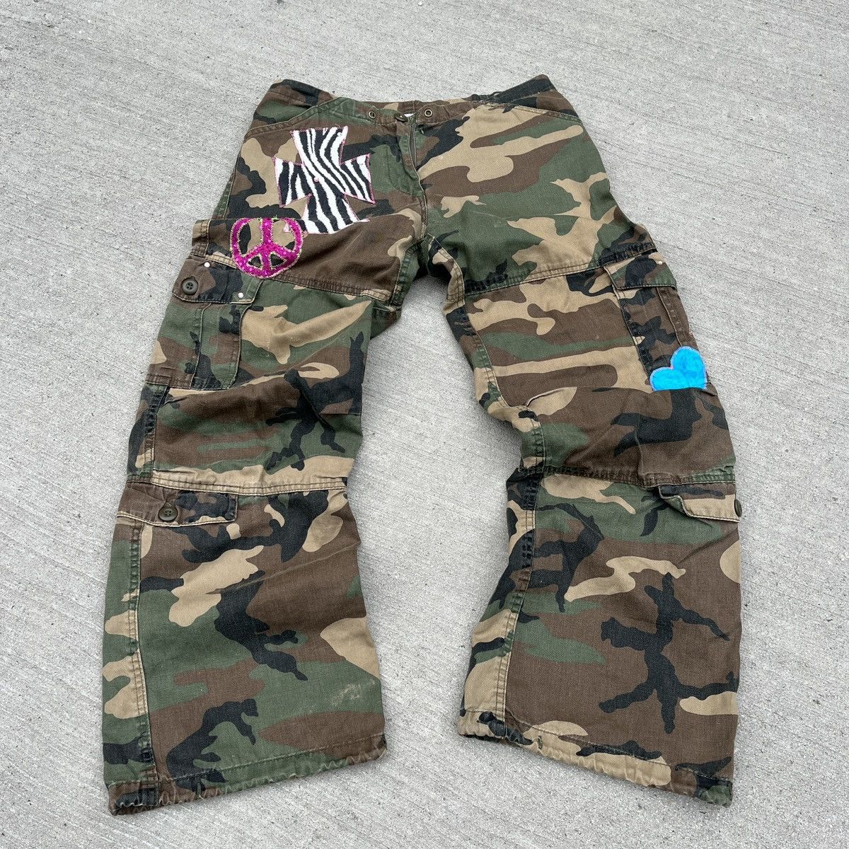 Rothco × Vintage Vintage 1 of 1 Patchwork Camo Cargo Pants (unisex ...