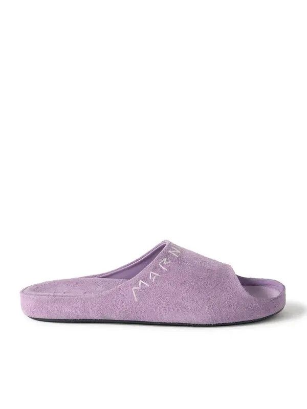 Marni o1w1db11225 Logo-Embroidered Suede Slides in Purple | Grailed