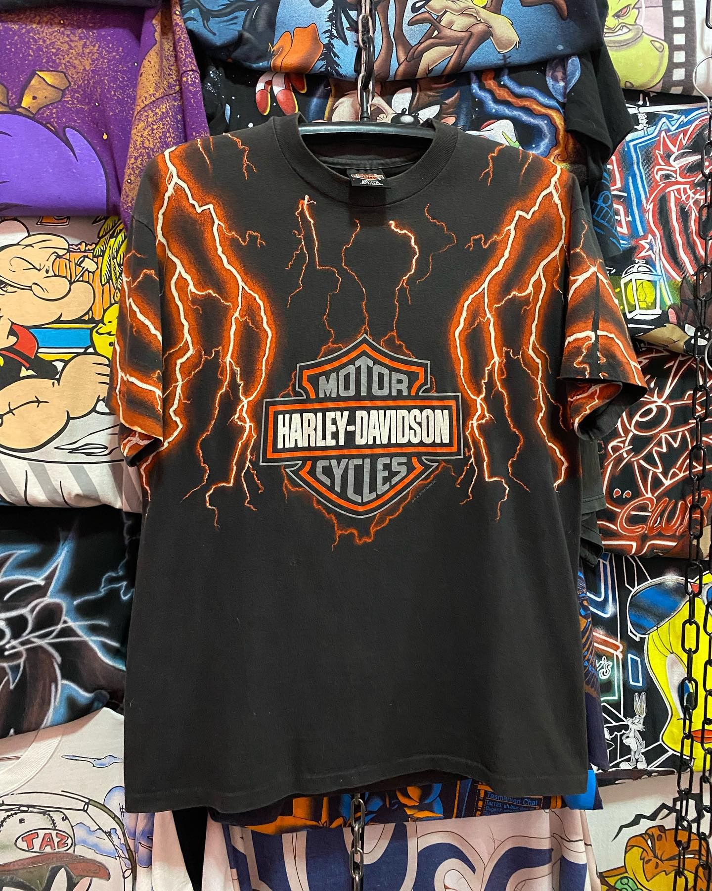 Vintage harley davidson L 90s harley davidson lightning flame ovp hd ...