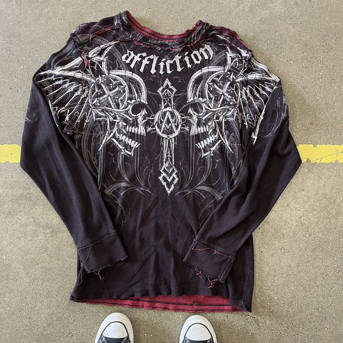 Affliction AFFLICTION GRUNGE Y2K REVERSIBLE LONG SLEEVE | Grailed