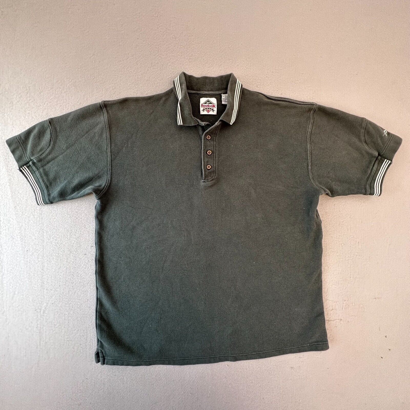 Reebok VINTAGE Reebok Golf Polo Shirt Mens Large Green White Striped ...