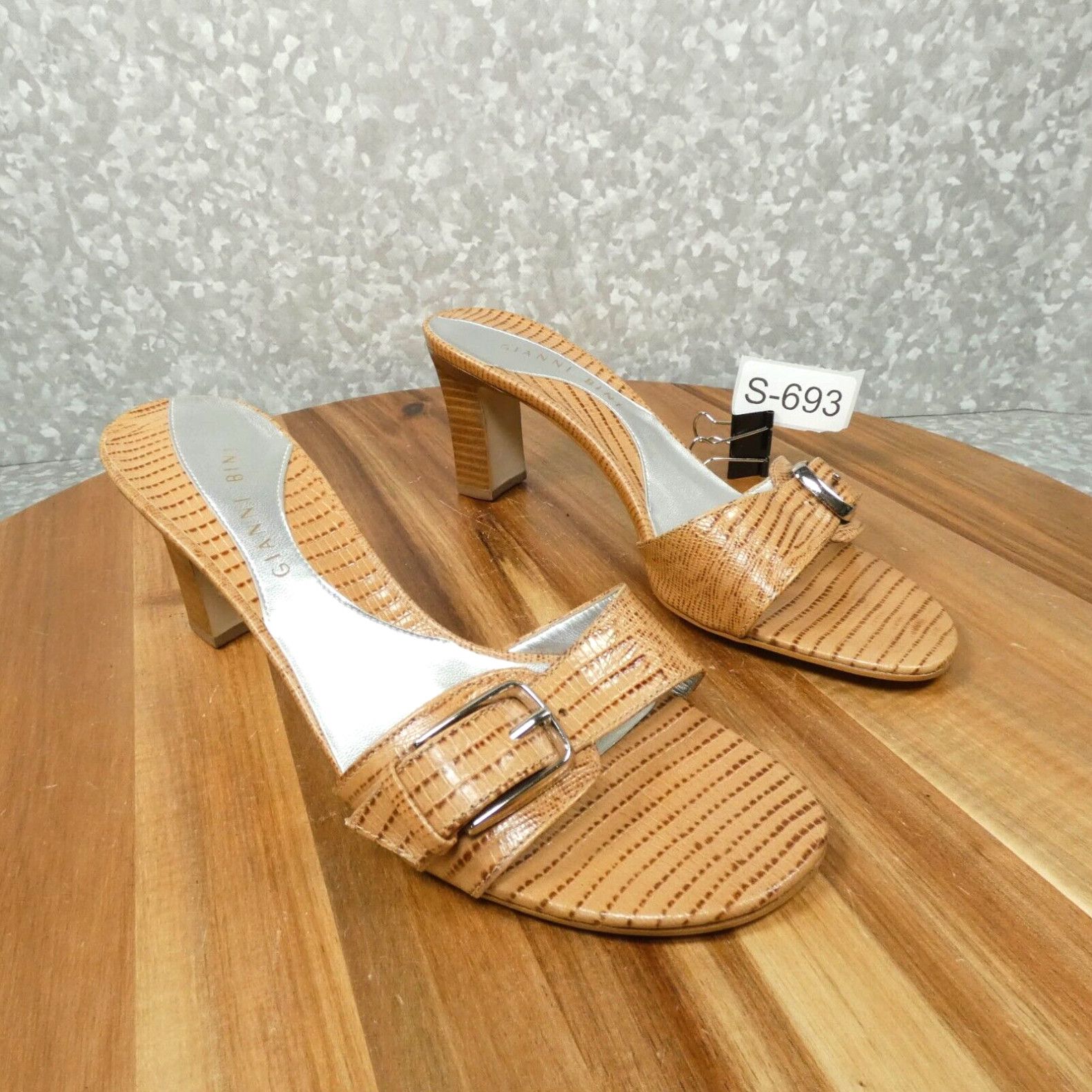 Vintage Gianni Bini Sandals Womens 8.5M Trick Brown Leather Heeled Shoe ...