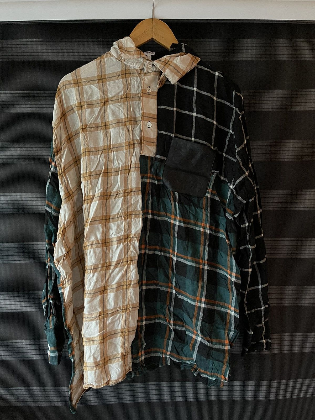 Loewe LOEWE Oversized Patchwork Hooded Overshirt - Check | Grailed