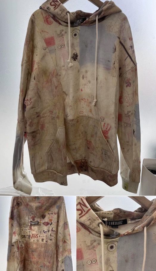 Sankuanz stretch graffiti classic dirty hoodie | Grailed