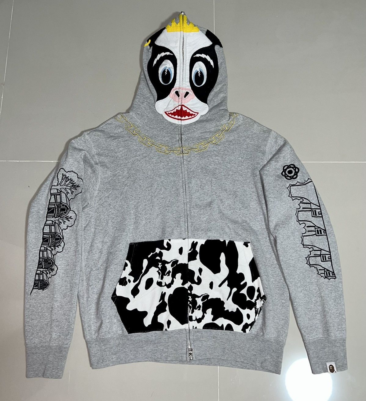 Bape × Nigo Og Bape holstein full zip hoodie gray cow nigo | Grailed