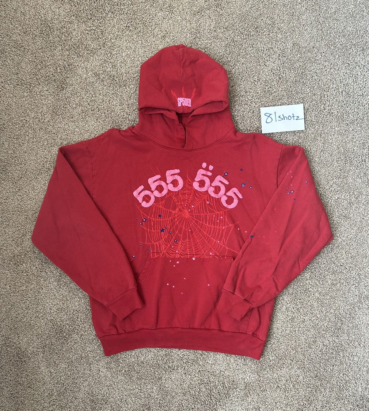 Young Thug SP5DER 555 Angel Number RED Hoodie (L) | Grailed