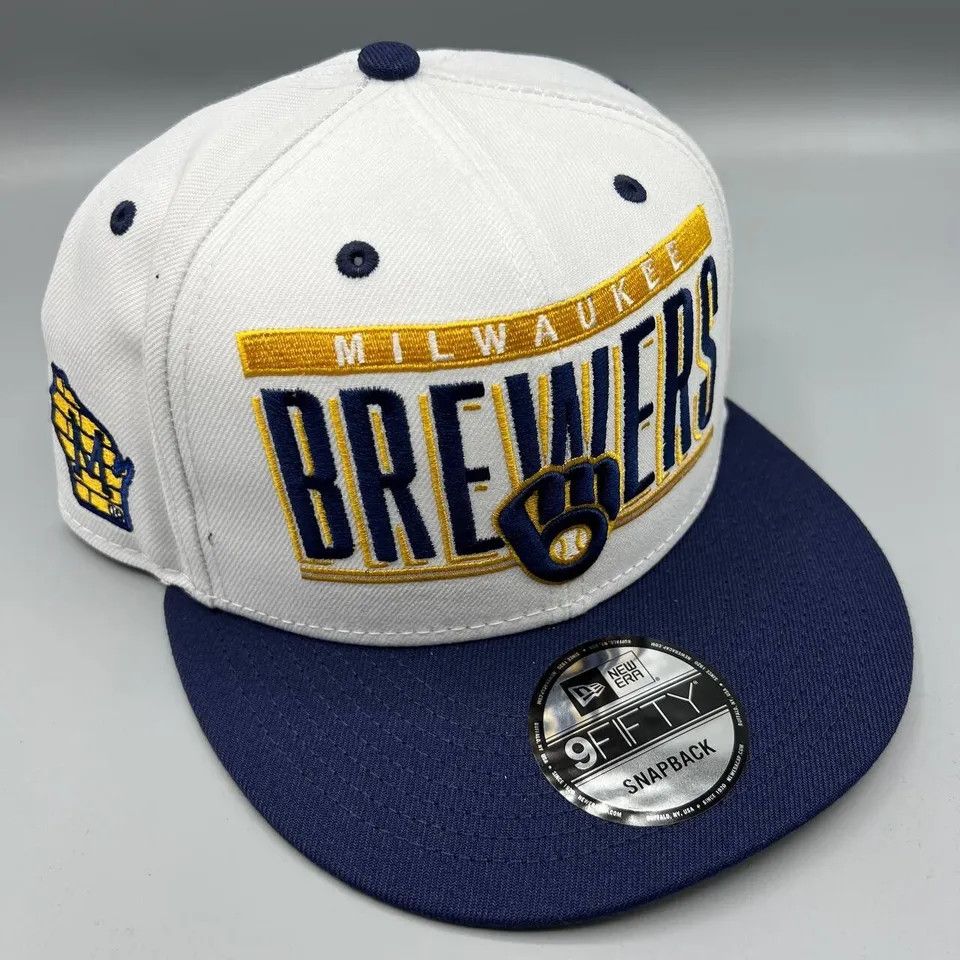 Mlb Milwaukee Brewers Hat Men White Blue Mlb Snap Back Cap New Grailed