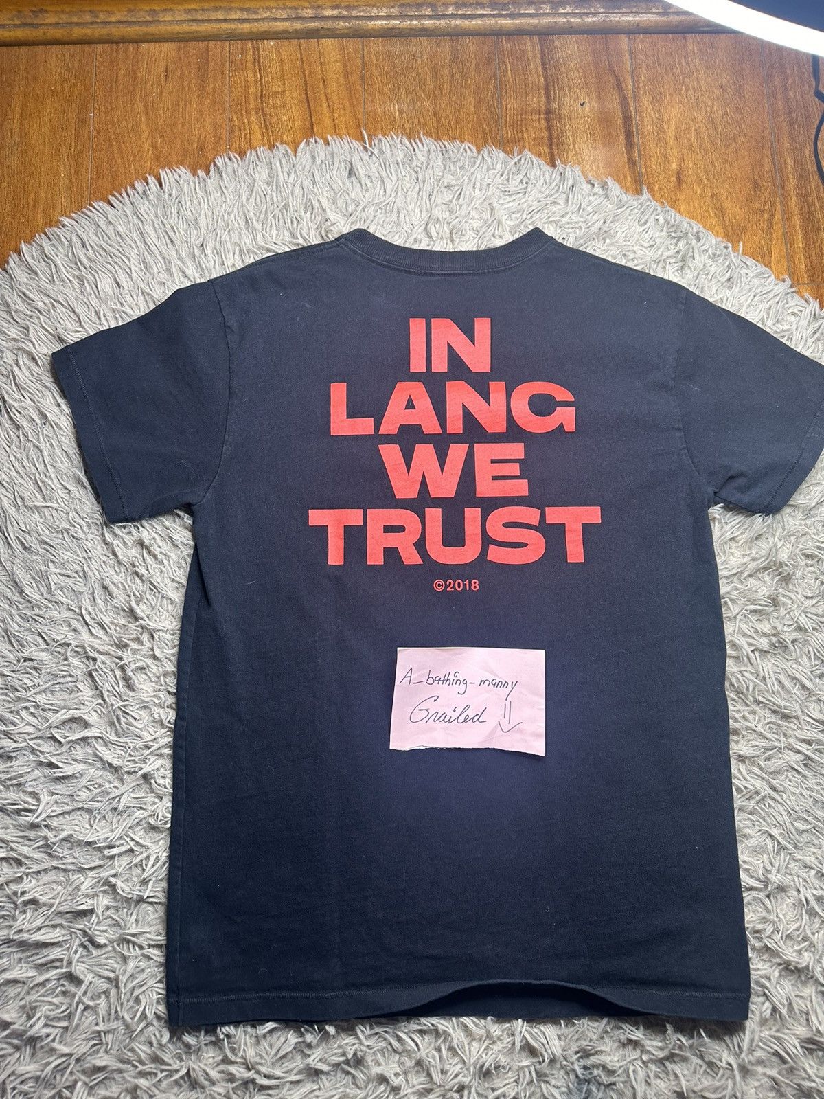 Helmut Lang Helmut lang 2018 T-shirt “ In Lang we Trust” ( Large) | Grailed