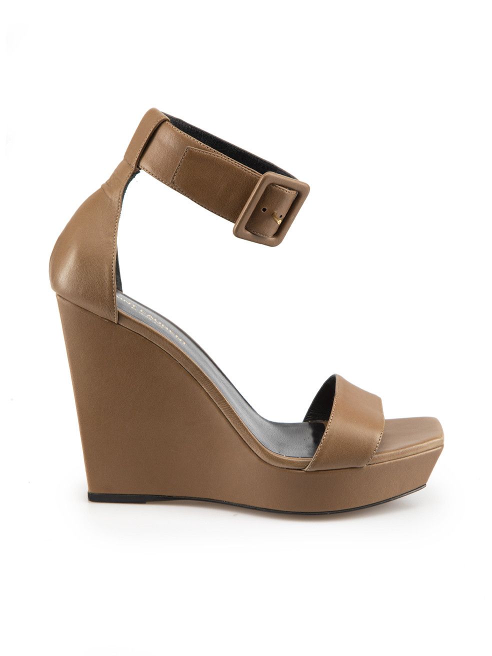 Saint Laurent Paris Brown Leather Platform Wedges | Grailed