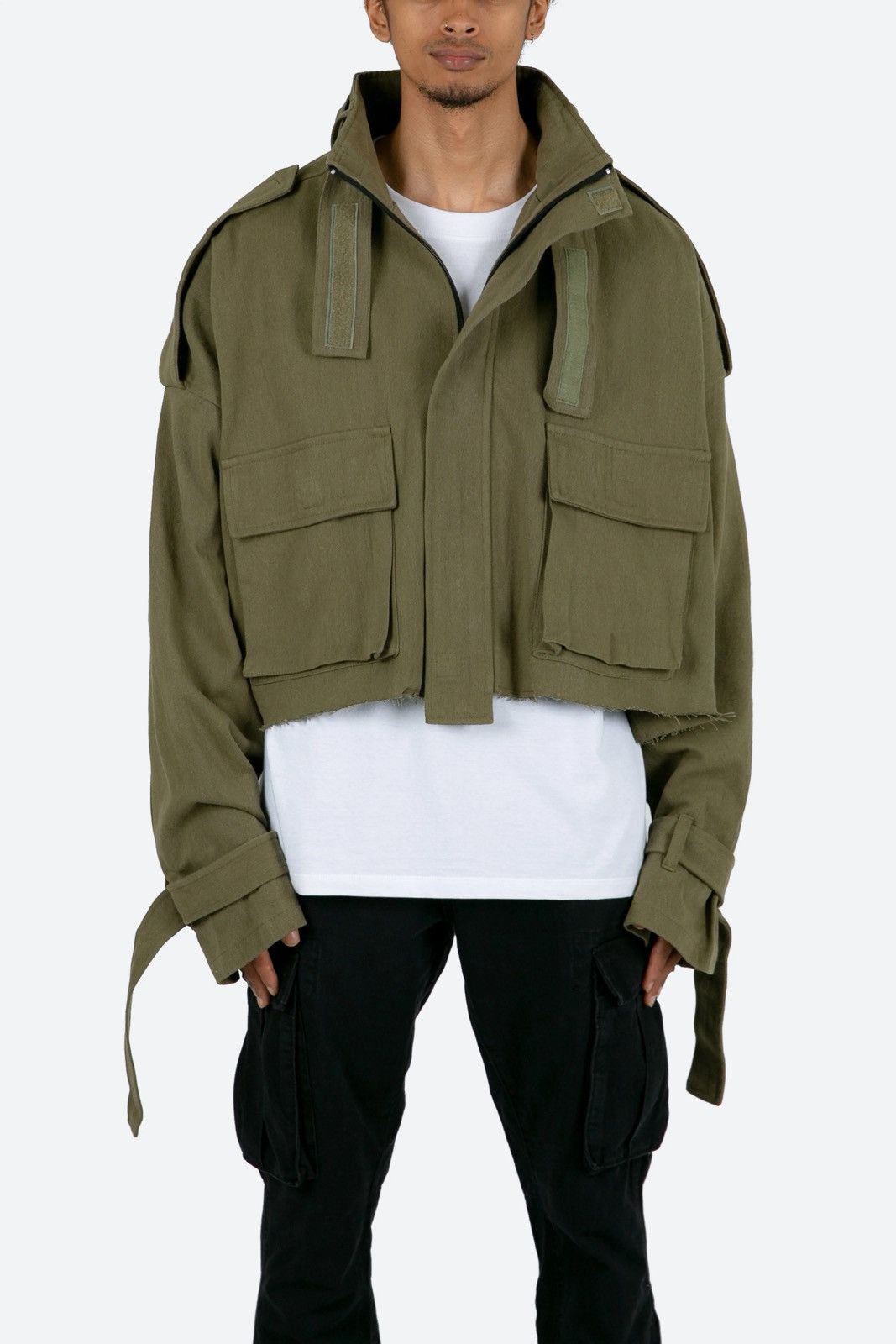 MNML Cropped M65 Jacket - Olive - Medium (oversized fit) | Grailed