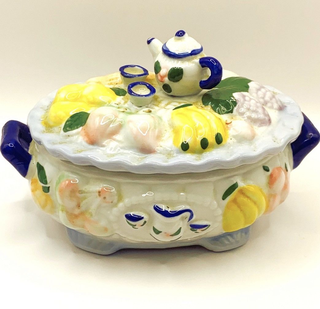 Vintage Vintage Porcelain Tea Trinket Box| Cottagecore Kitchen Decor ...