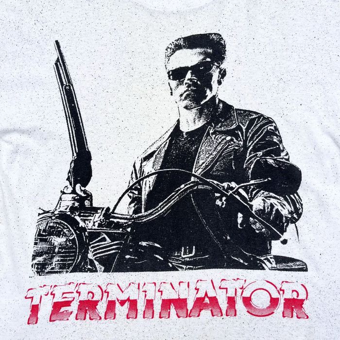 Vintage Terminator 90s Vtg Movie Bootleg AOP Schwarzenegger Tee | Grailed