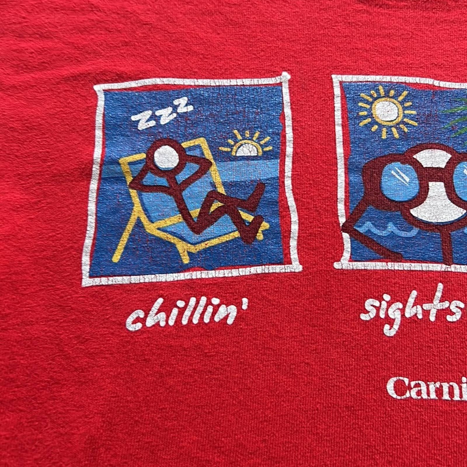 Gildan Vintage Carnival Cruise chillin sightseein cruisin red shirt ...